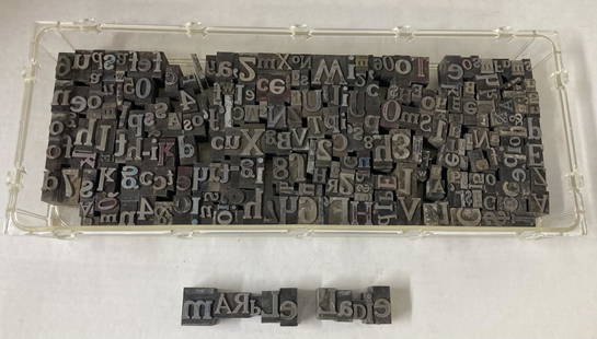 Lot Of Vintage Type Set Metal Letterpress Newspaper Printing Blocks