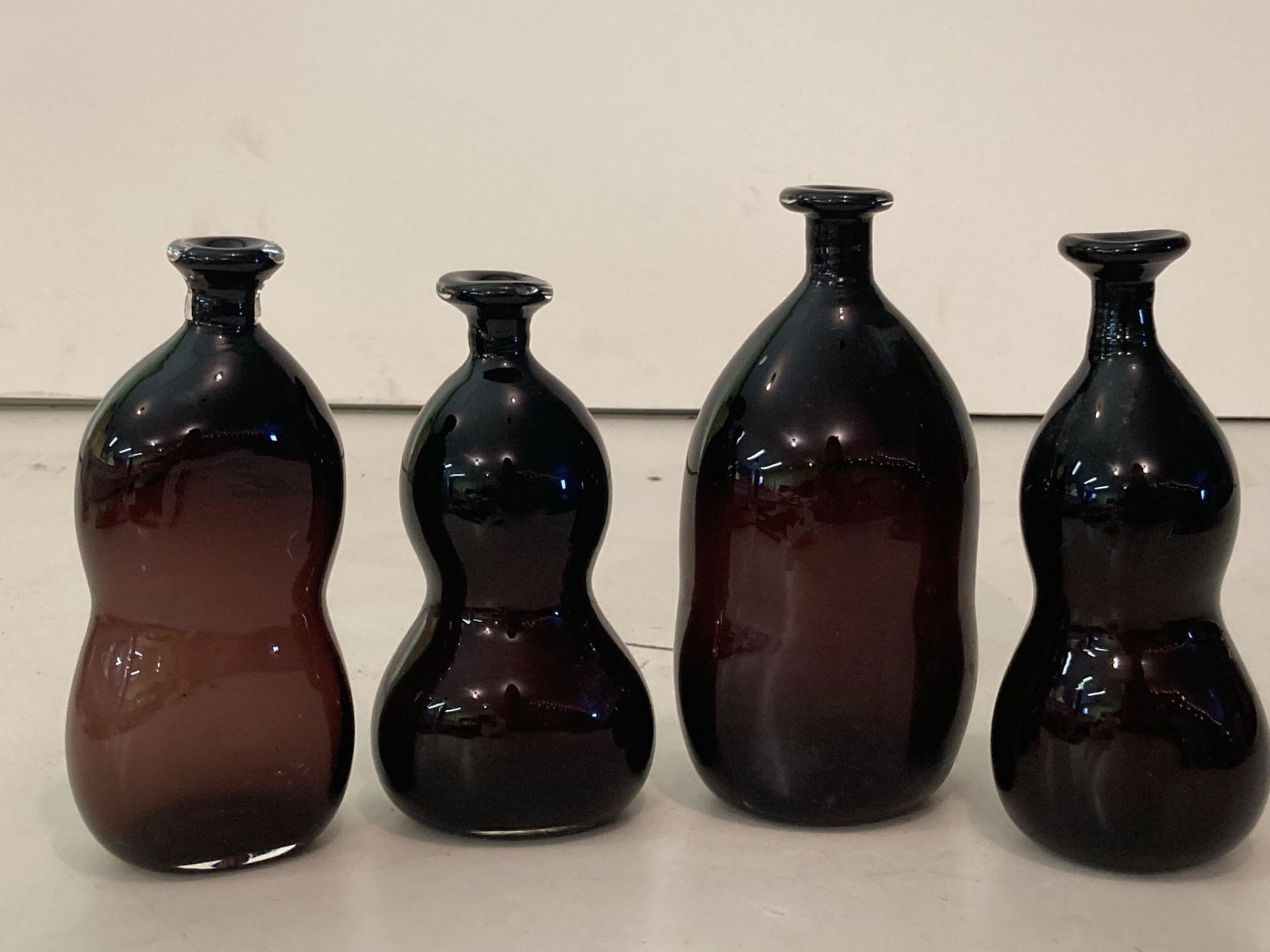 Hand Blown Dark Glass Bottles Single Stem Vases Dec 04 2022 Lee