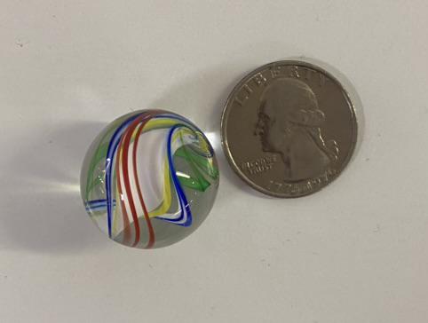 Five Color Swirl Hand Blown Marble With Pontil Mark