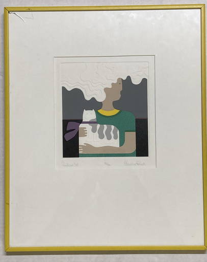 Christina Slater Parrett Mixed Media Original Girl And Cat 126/200