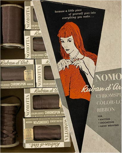 Vintage Box Of Chromspun Color Locked Ribbon