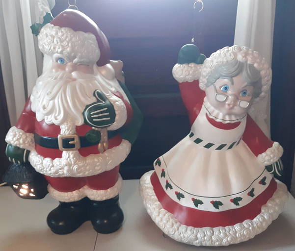 Large Ceramic Santa & Mrs. Claus