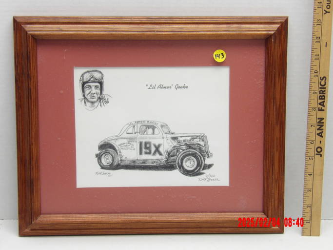 Framed Limited Edition Autograph "lil Abner" Goeke Racing Caricature By ...
