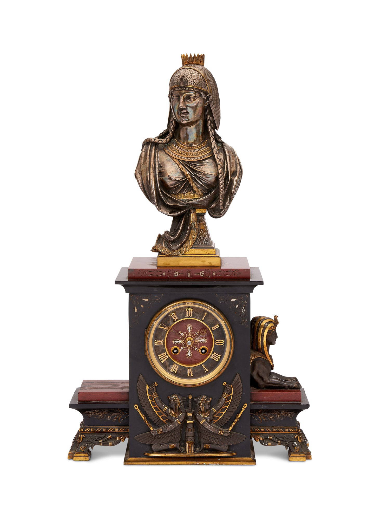 A Late 19th Century Egyptian Revival Mantel Clock Attributed To Georges Emile Henri Servant Auction