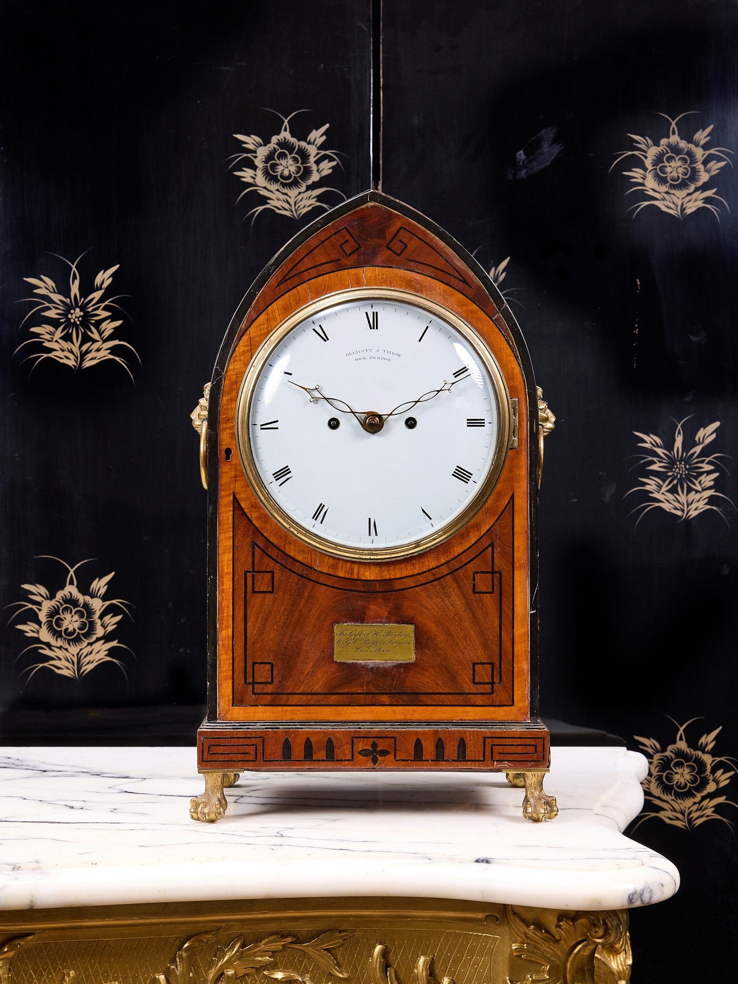 A Fine Regency Lancet Table Clock Signed Ellicott & Taylor, London, C ...