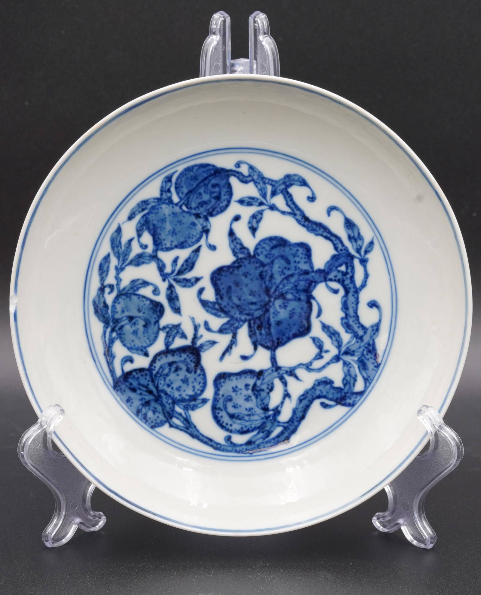 Blue And White Eight Peach Pattern Plate, Qing Dynasty Qianlong Period ...