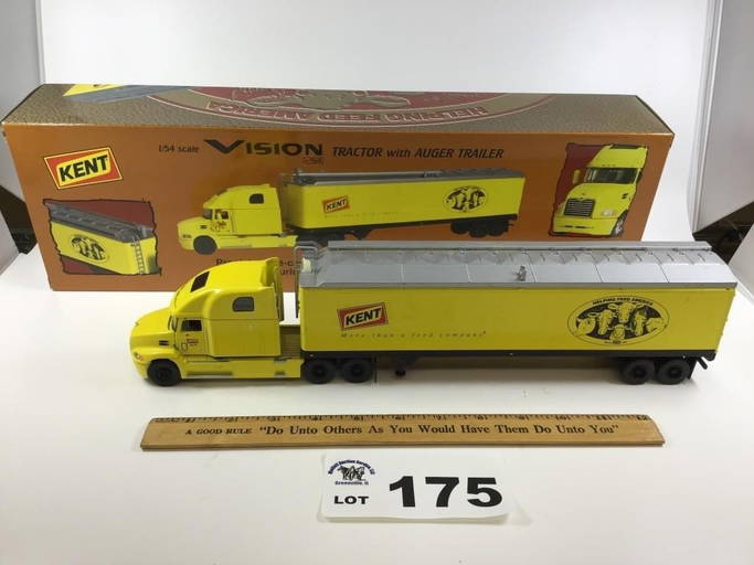 Mack Toy Tractor & Auger Trailer. Kent Feeds.