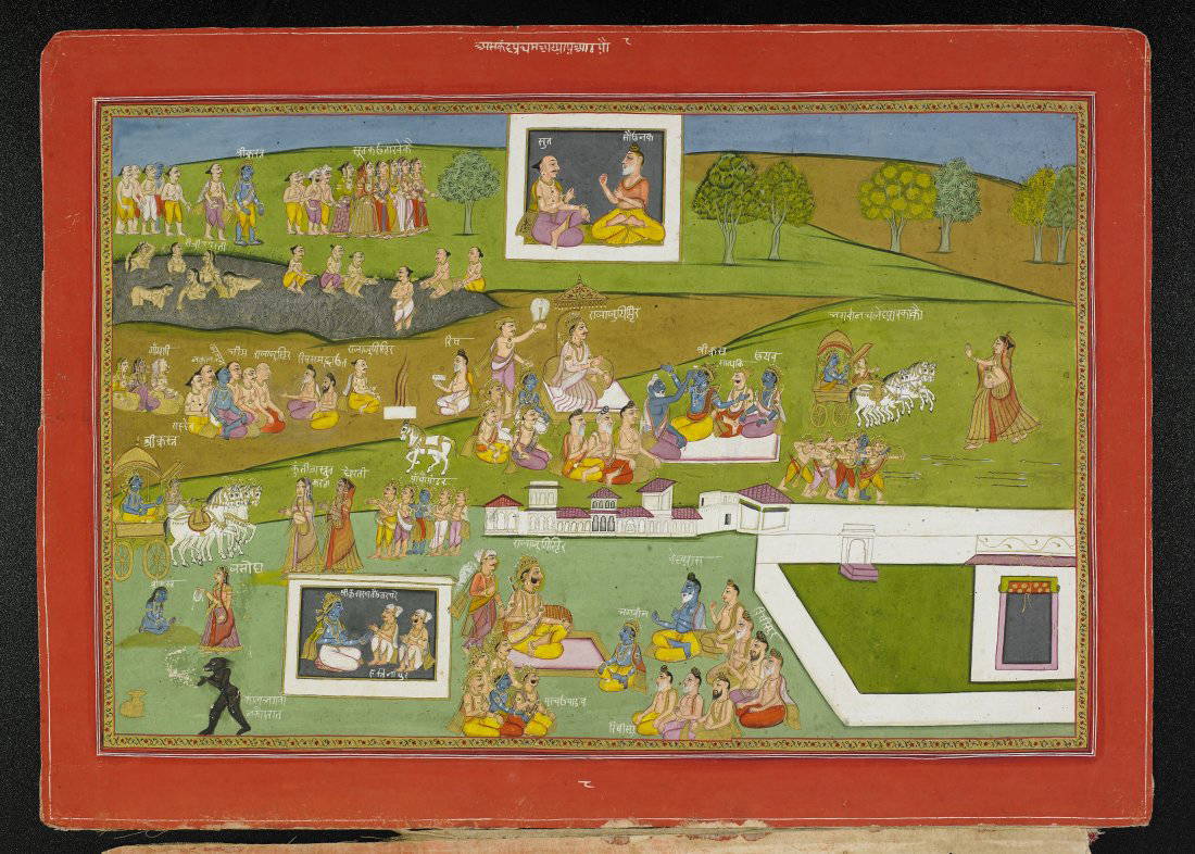 Two Pages From A Bhagavata Purana Manuscript Datia, 18th Century Opaque ...