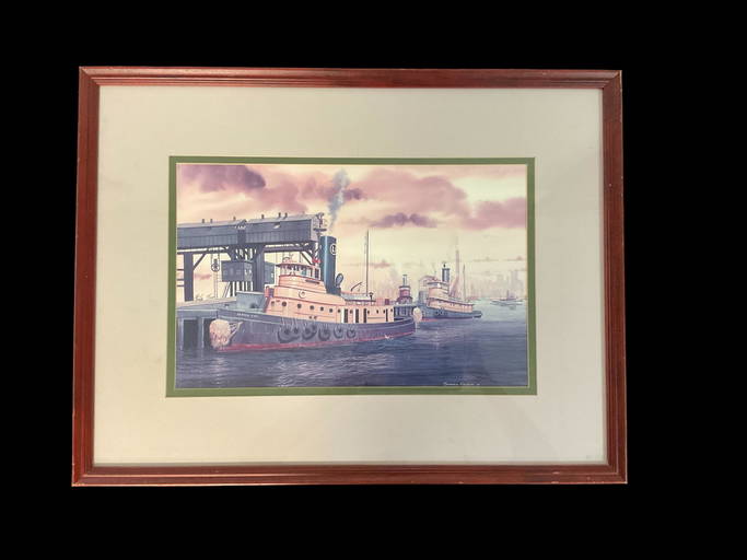 Steven Cryan Signed Print Garden City Tugboats Numbered 91/200