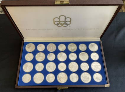 Canada 1976 Montreal Olympic 28 Silver Coin Set With Box