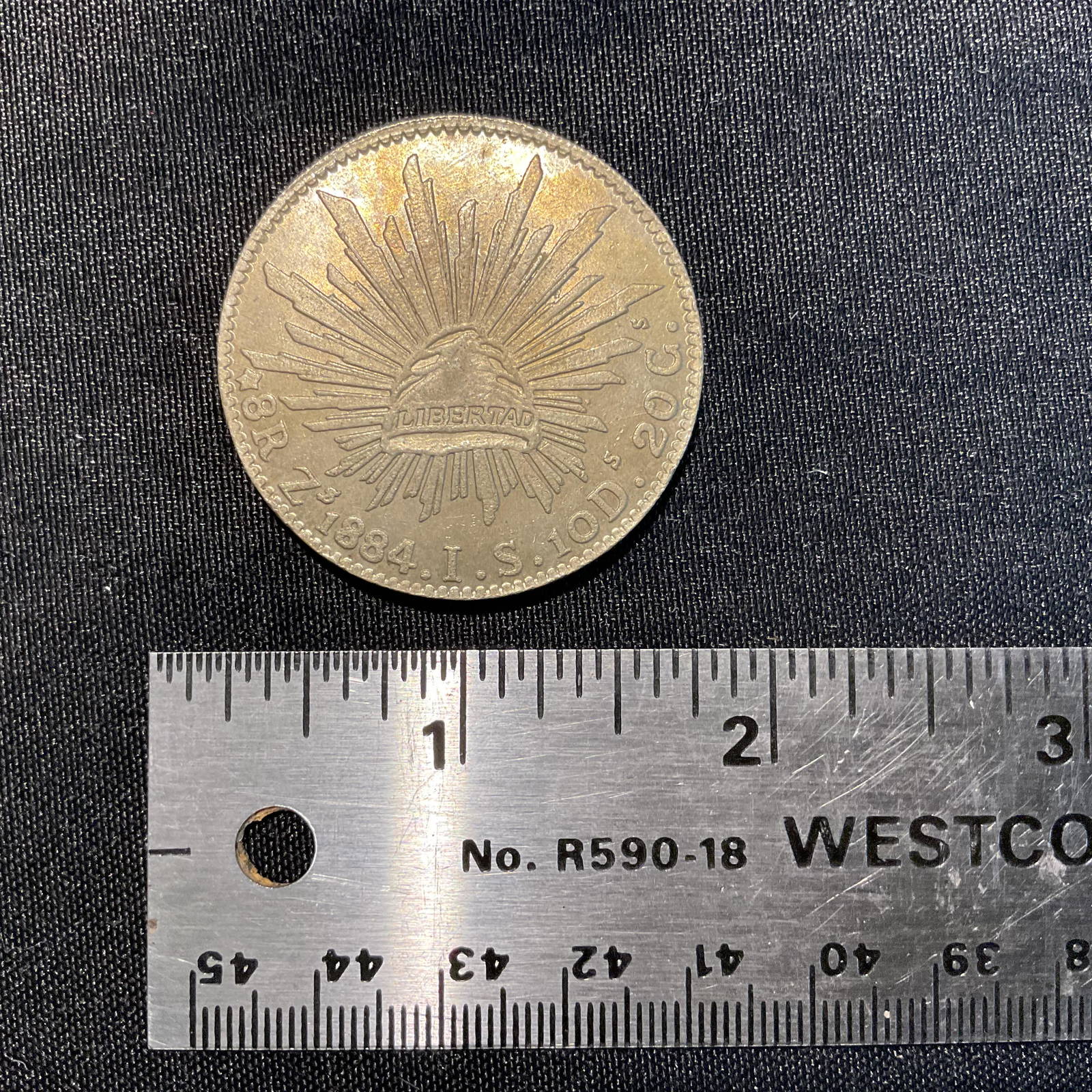 Mexico 1884 Zs 8 Reales Silver Coin, Auction