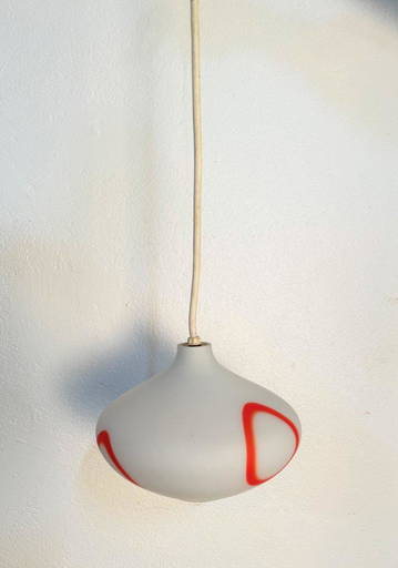 Lightolier Glass Light Fixture Orange White