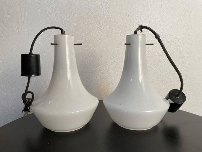 Italian Glass Light Fixtures Pair