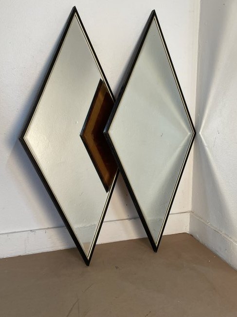 Mid Century Modern Diamond Mirrors Pair