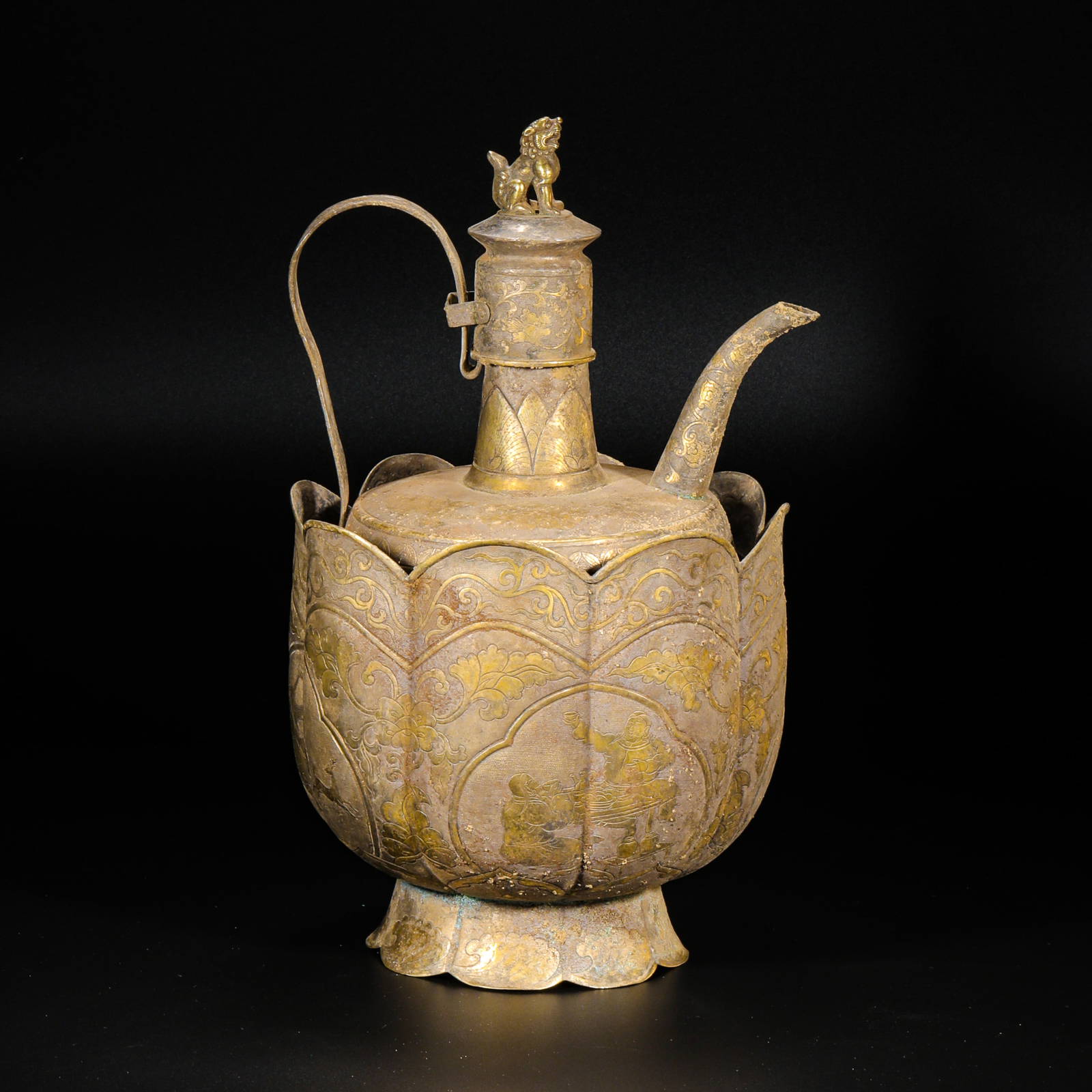 Pre-ming Dynasty Silver Gilt Teapot With Animal Patterns Auction