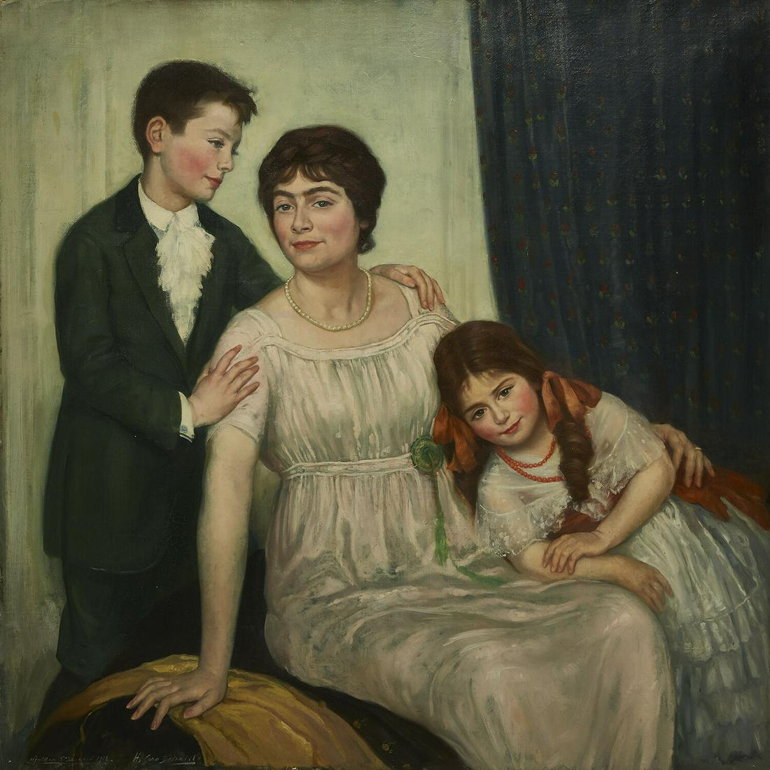 HENRY CARO-DELVAILLE (1876-1928) Portrait de famille Huile sur toile ...