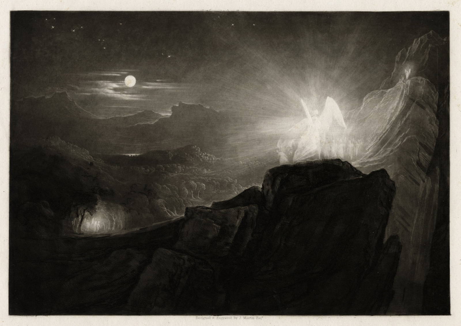 Four Mezzotints By John Martin: "paradise Lost". Auction