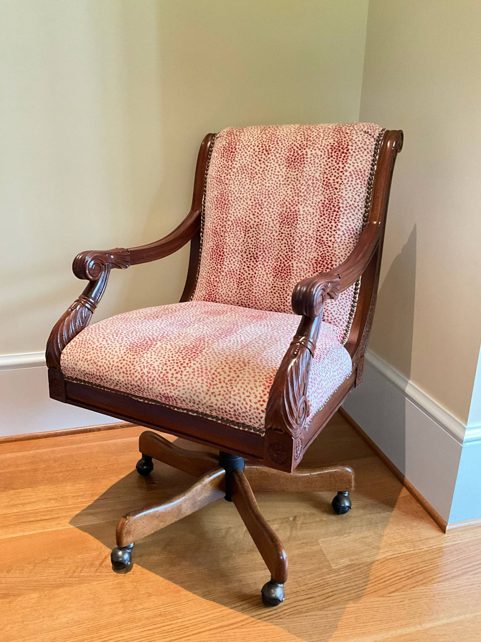 Mahogany Sam Moore Office Chair With Brunschwig & Fils Red Panthere ...