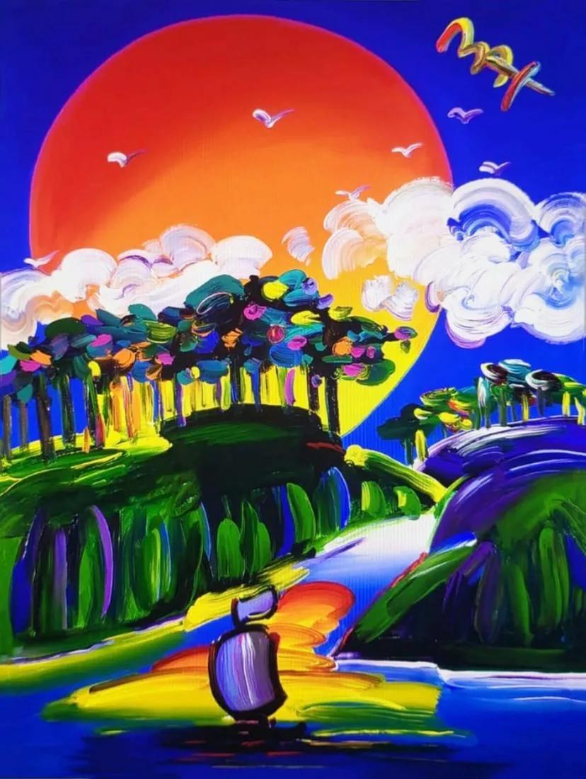 Peter Max 'without Borders Ver Iii - 2003, Acrlyic On Canvas, Max Coa ...