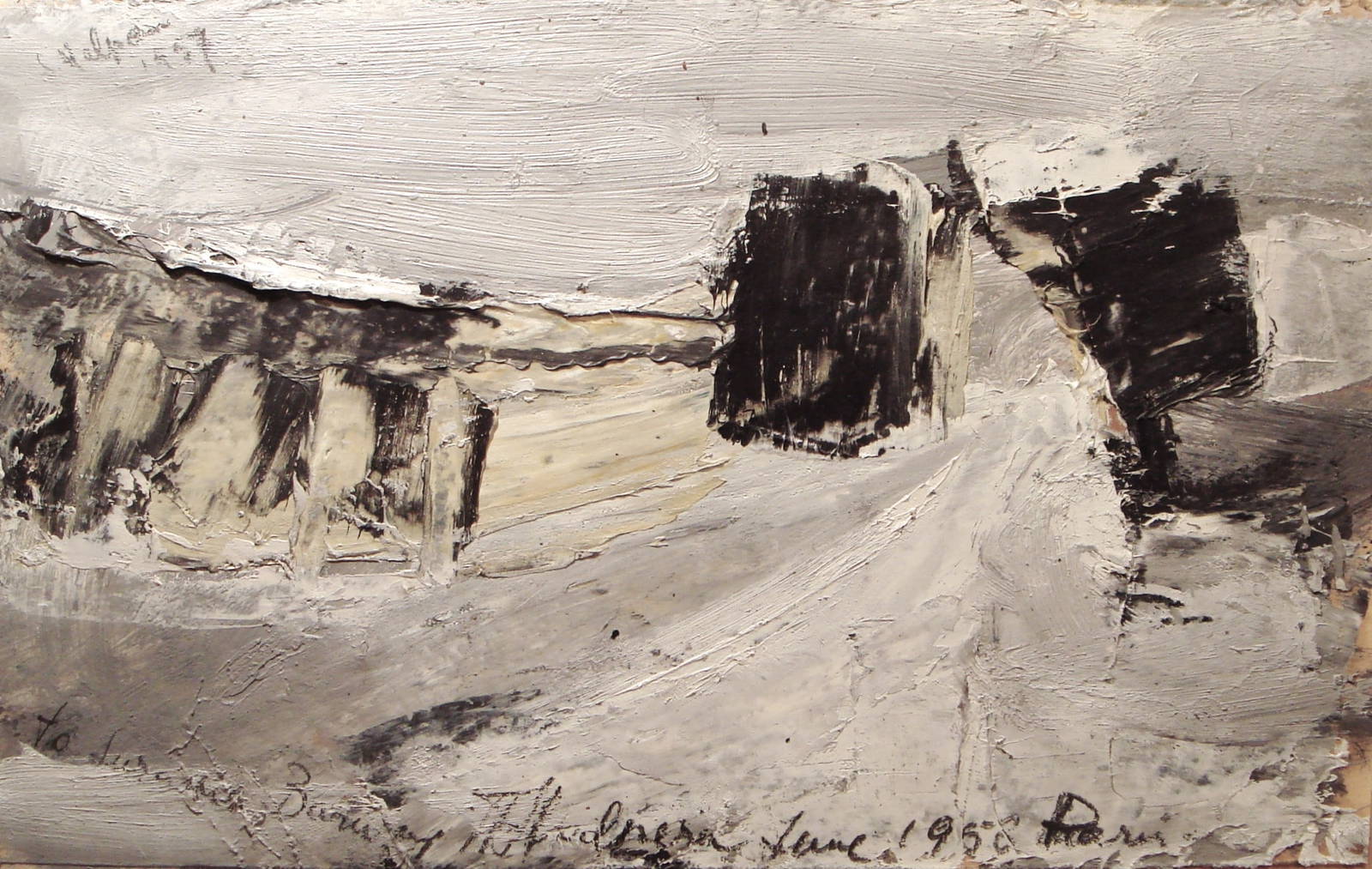 Stacha Halpern (1919-1969). Paysage (1957). Huile Sur Papier Signee Et ...