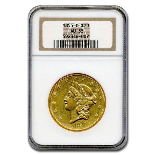 1855 O $20 Liberty Gold Double Eagle Au 55 Ngc