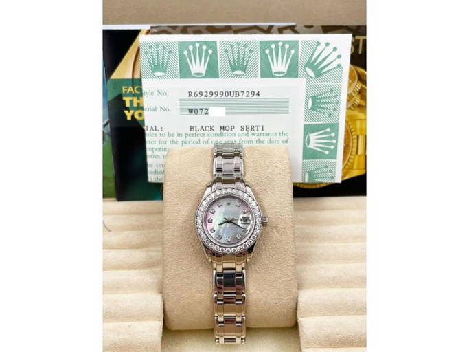 Rolex Pearlmaster 69299 Tahitian MOP Diamond Dial Bezel 18K White Gold ...