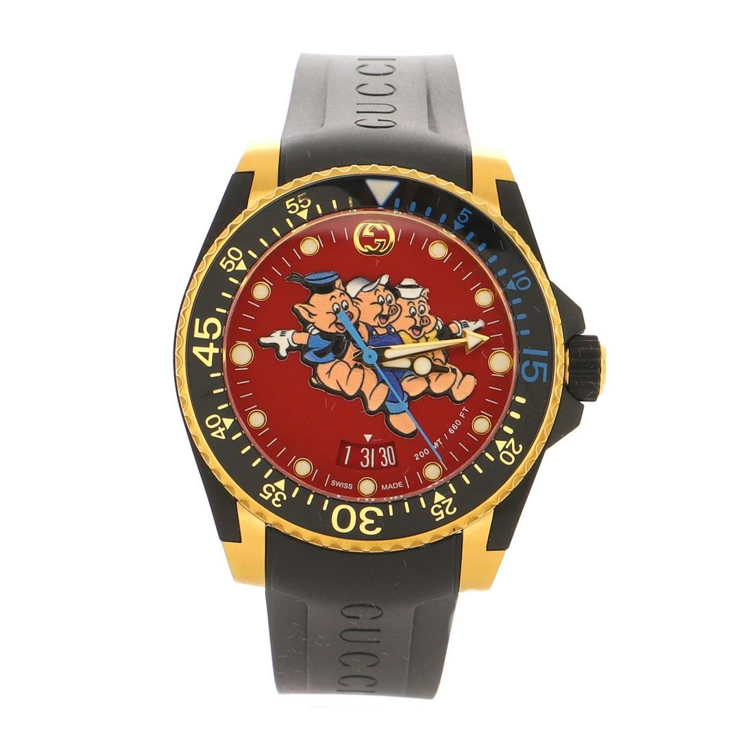 Gucci Disney Three Little Pigs Quartz Dive Watch Stainless Steel and ...