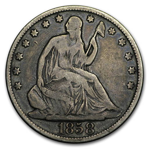 1858 O Liberty Seated Half Dollar Fine