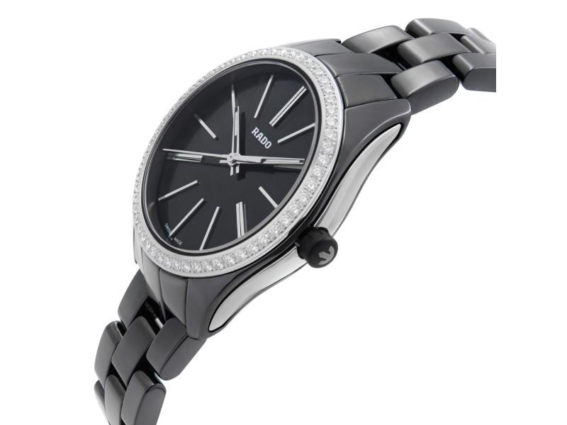 Rado Hyperchrome Ceramic Diamond Bezel Black Dial Quartz Ladies Watch ...