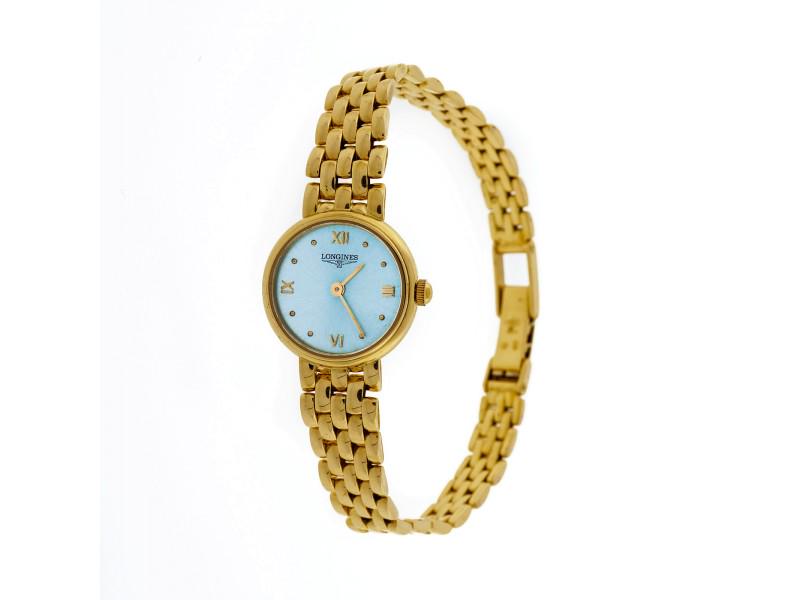 Longines Solid Yellow Gold Watch Mesh Band Professionally Redone Ice ...
