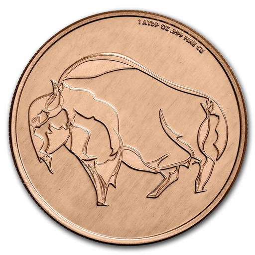 1 Oz Copper Round "grand Buffalo" By D.g. Smalling