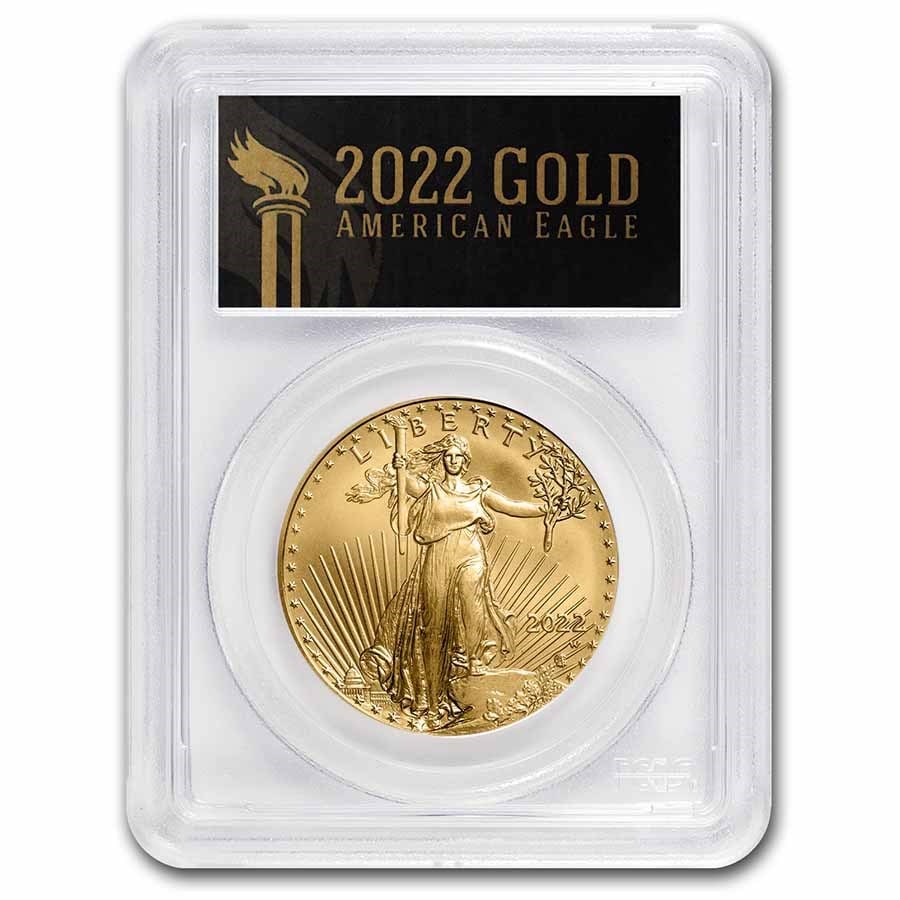2022-w 1 Oz Burnished Gold Eagle Sp-70 Pcgs (first Day, Black) Auction