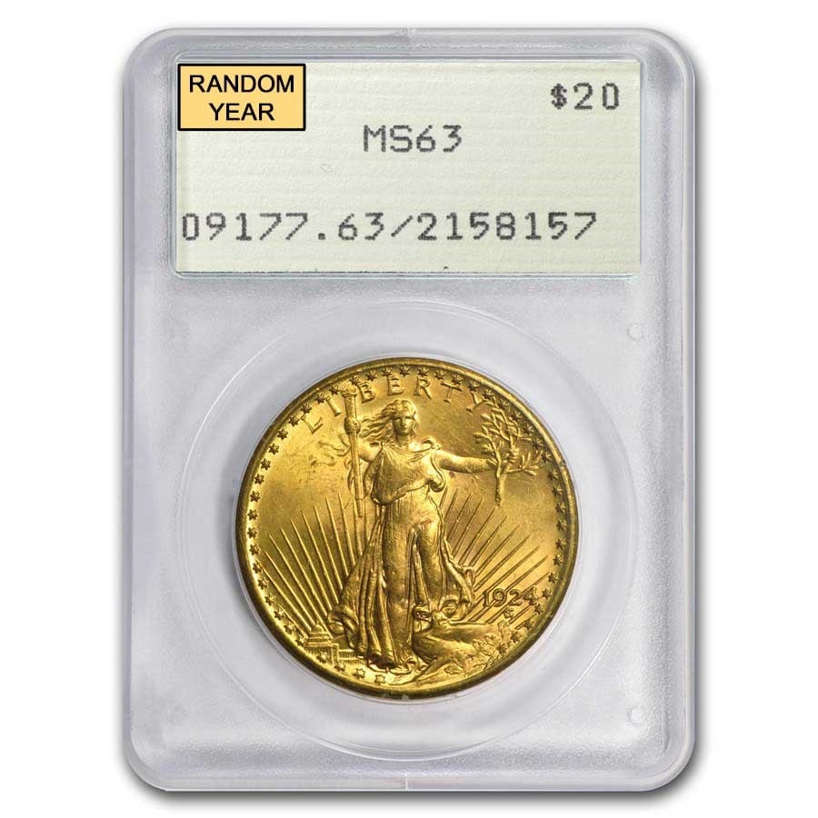 $20 Saint-gaudens Gold Double Eagle Ms-63 Pcgs (rattler, Random) Auction