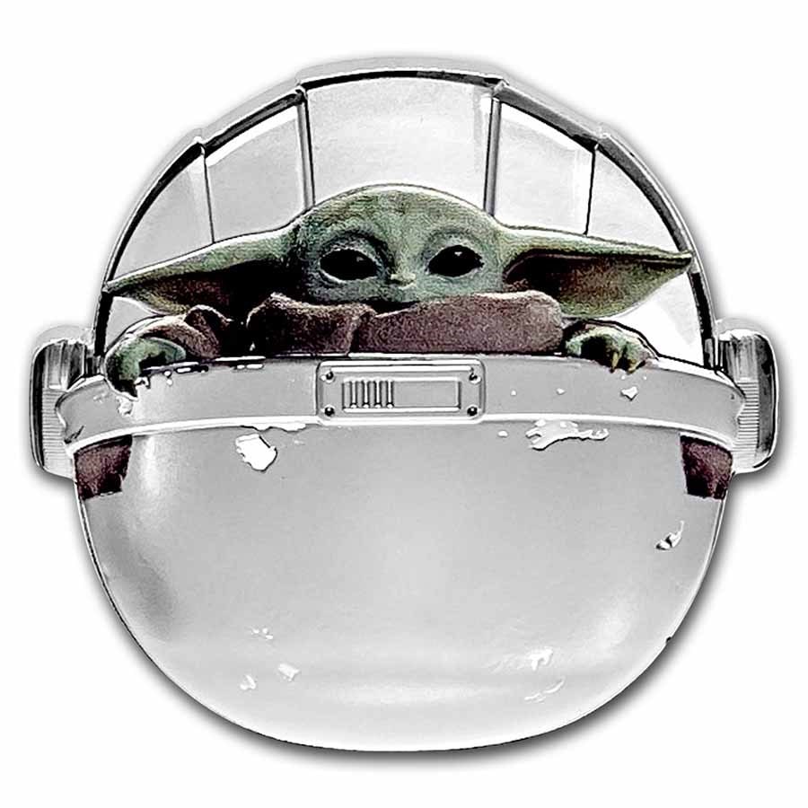 2022 Niue 1 Oz Ag $2 Star Wars Mandalorian: Grogu Pod Shaped Coin Auction