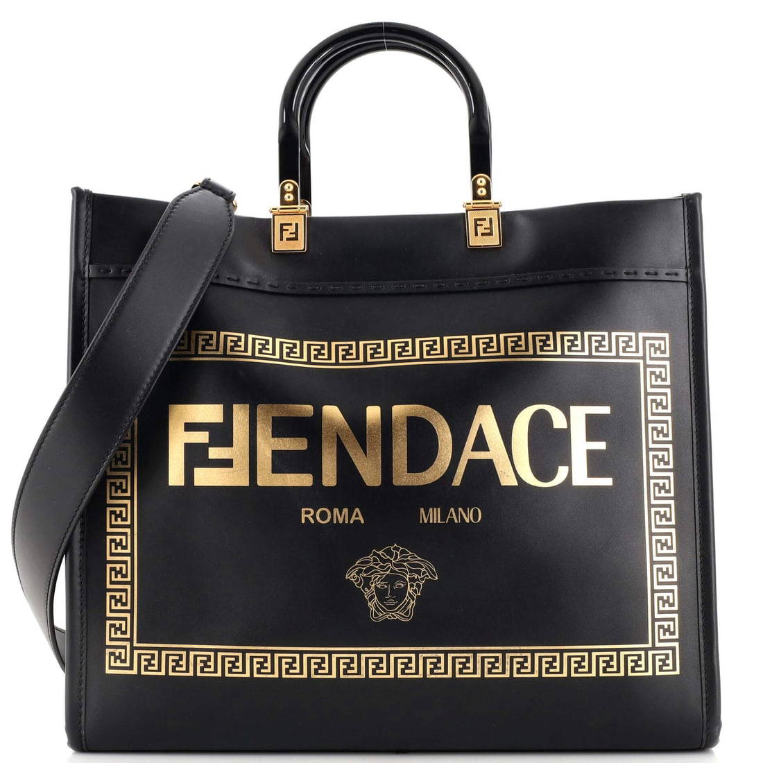 Fendi X Versace Fendace Convertible Sunshine Shopper Tote Printed ...