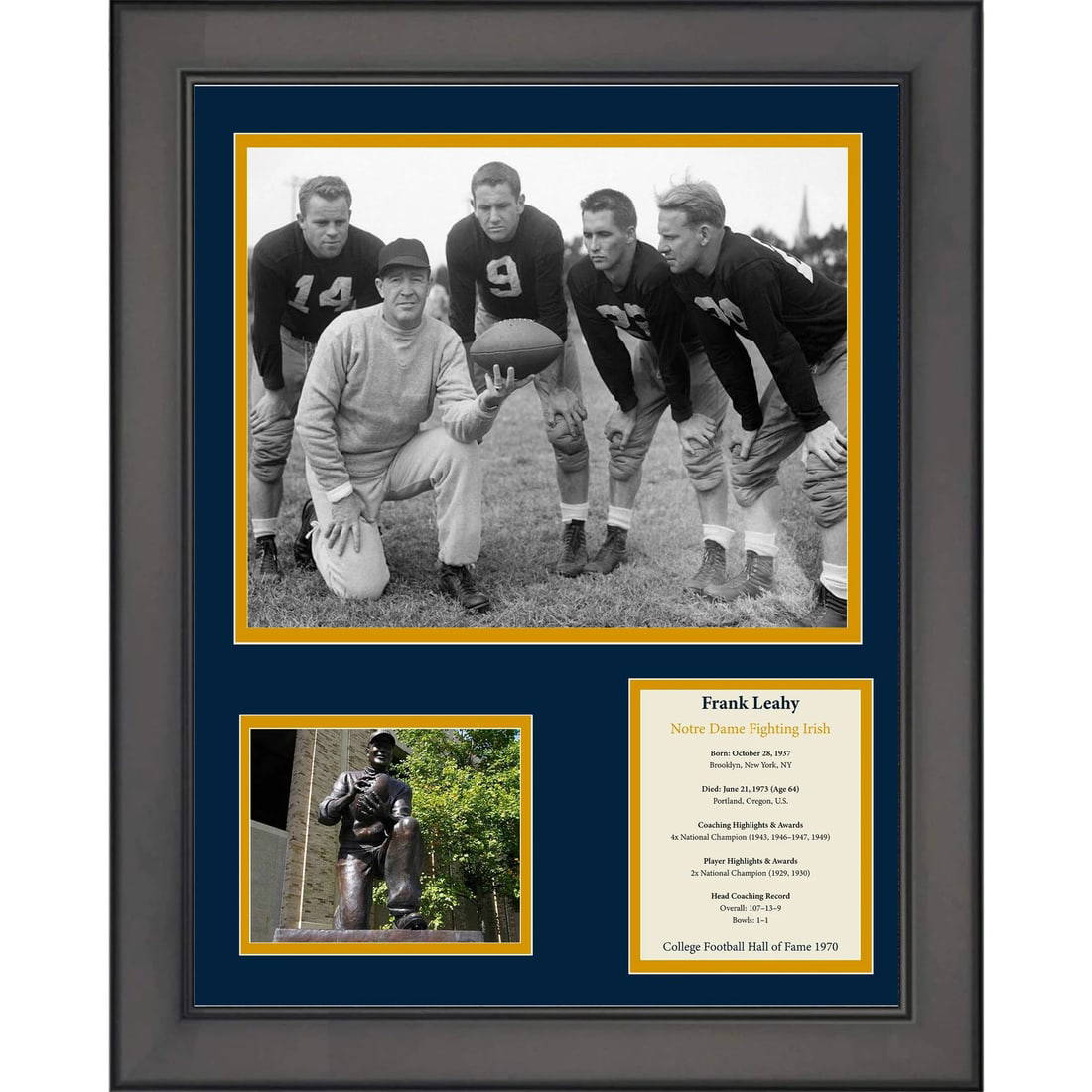 Framed Frank Leahy Hall Of Fame Notre Dame Fighting Irish 12"x15 ...