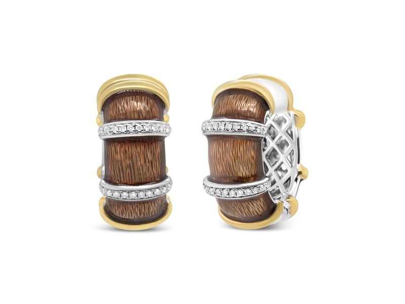 18k Yellow And White Gold Flash Plated .925 Sterling Silver Clear Brown ...