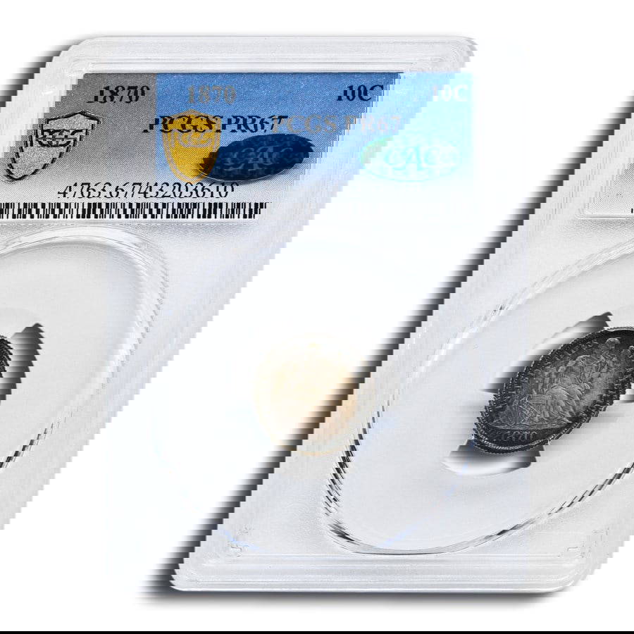 1870 Liberty Seated Dime Pr-67 Pcgs Cac Auction