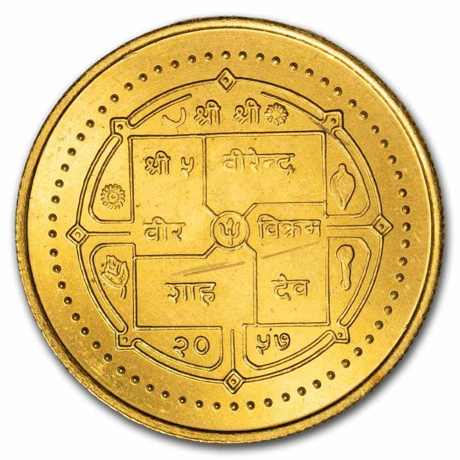 Vs2057 (2000) Nepal Gold Asarfi Mahendra Bir Bikram Bu Auction