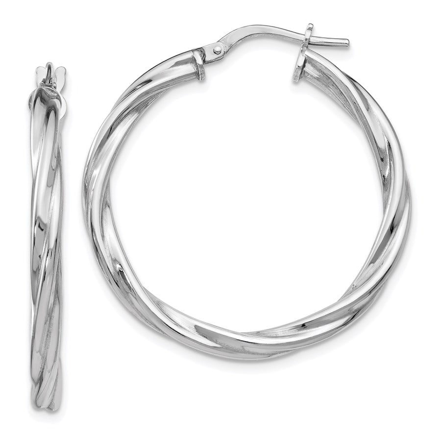Sterling Silver Polished Twisted Hinged Hoop Earrings - 30 Mm Auction
