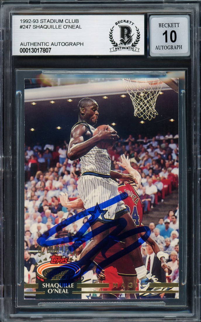 Shaquille Shaq O'neal Autographed 1992-93 Stadium Club Rc Gem 10 Auto ...