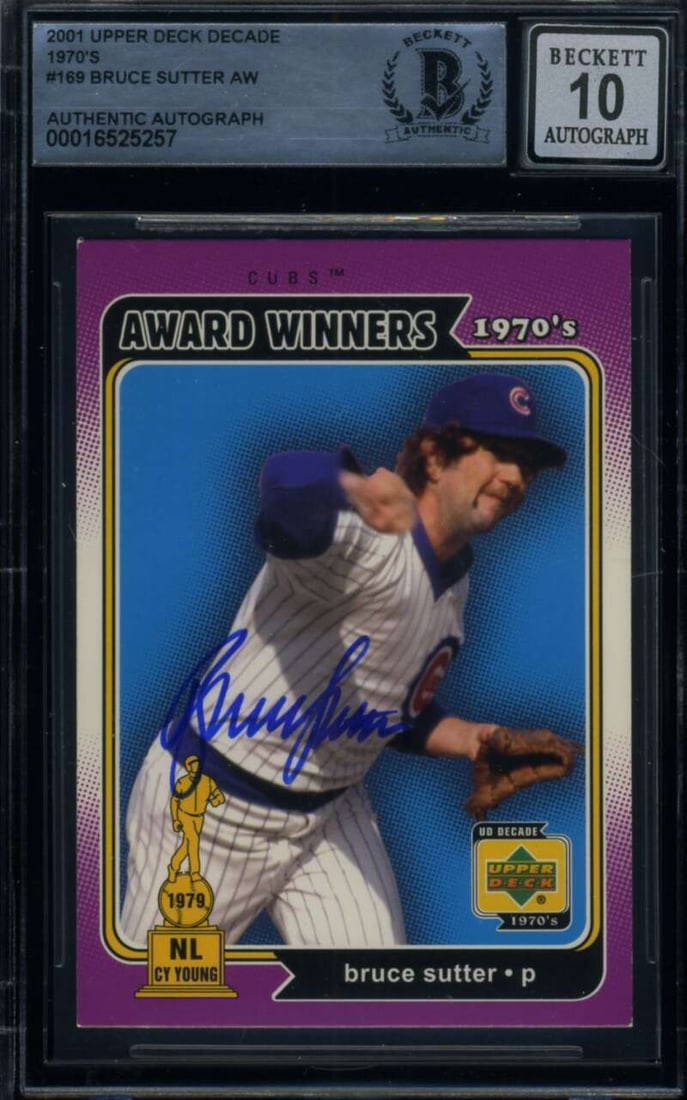 Bruce Sutter Gem Mint 10 Beckett Bas Signed 2001 Upper Deck 1970s Award ...