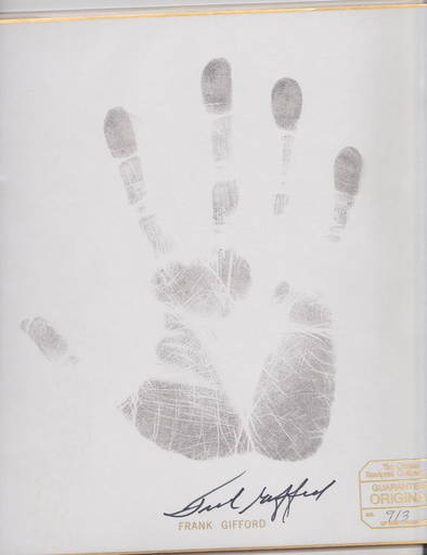 Frank Gifford Actual Hand Signed Palm Print Handprint New York Giants ...