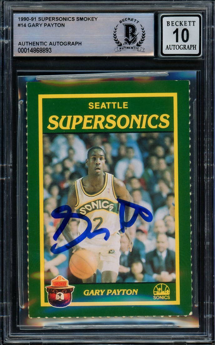 Gary Payton 1990-91 Smokey The Bear Rc Gem 10 Auto Beckett 14868893 Auction