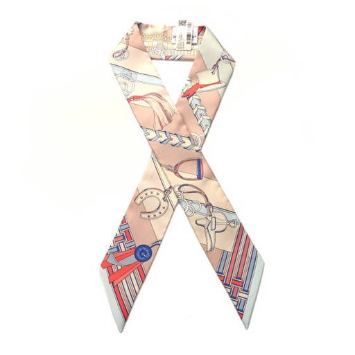 Hermes Silk Brides Et Gris Twilly Rose Poudre Bleu Gris