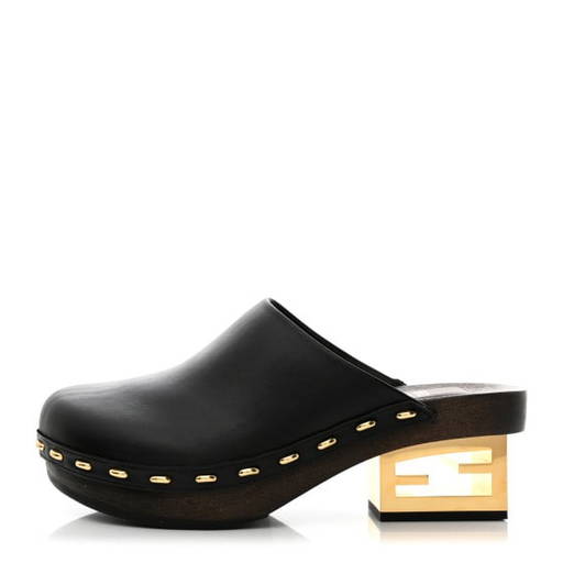 Fendi Vitello Baguette 25/60mm Clogs 37 Black