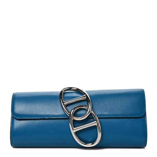 Hermes Tadelakt Egee Clutch Bleu