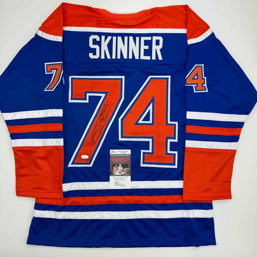 Autographed/signed Stuart Skinner Edmonton Blue Hockey