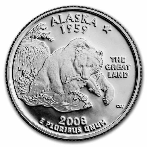 2008 S Alaska State Quarter Gem