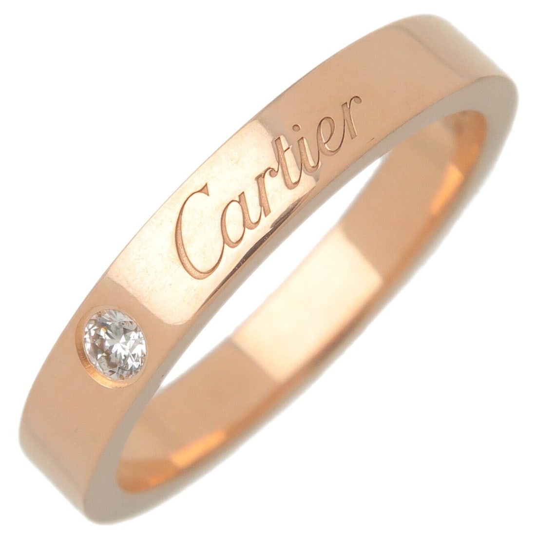 Authentic Cartier Engraved 1p Diamond Ring Auction